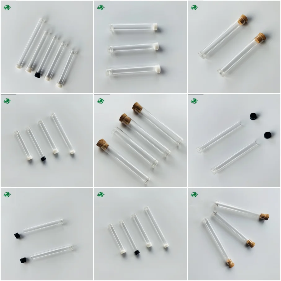 Lab Use 25mm Heat Resistant clear Glass Tube with Tissue Cultural Caps ...