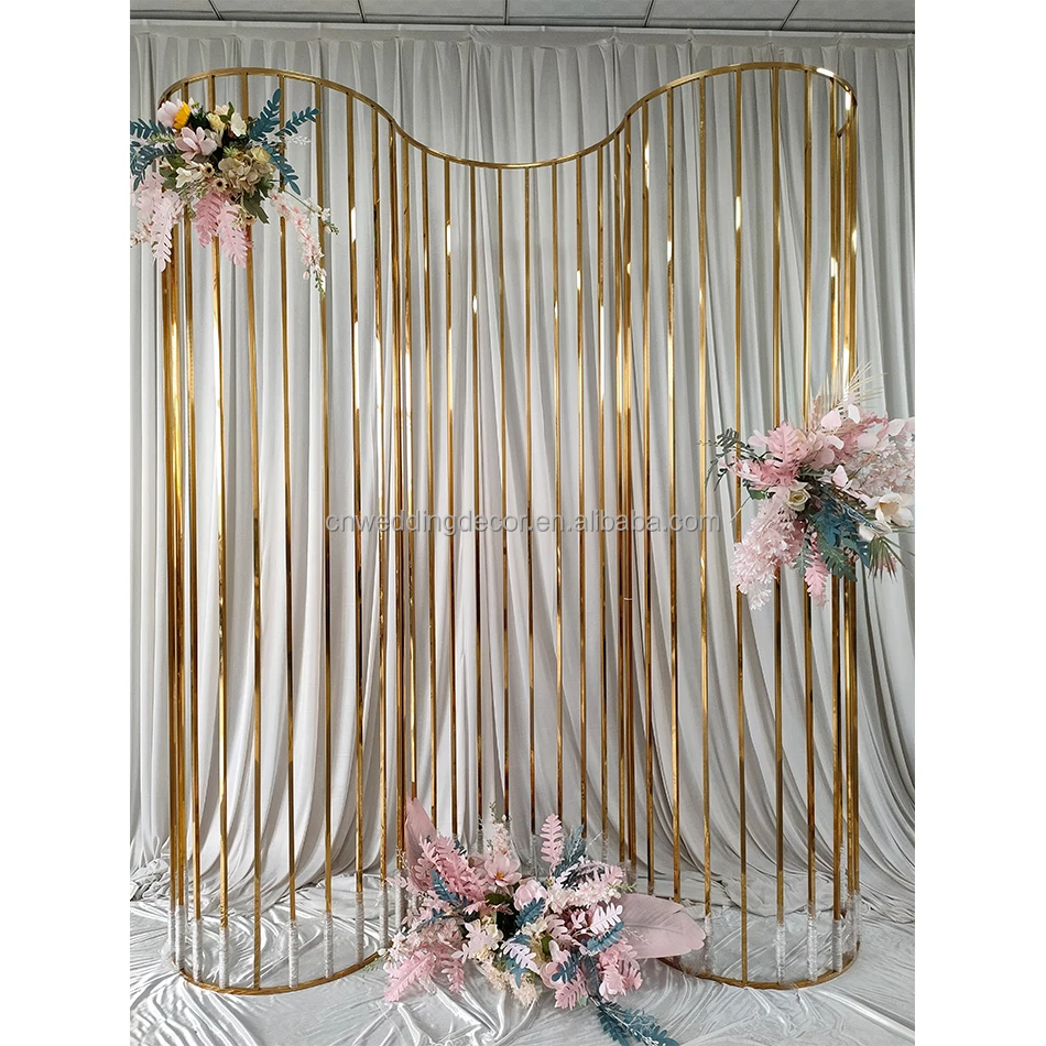 S Shape Gold Stainless Steel Wedding Backdrop Wedding Supplies Wedding ...