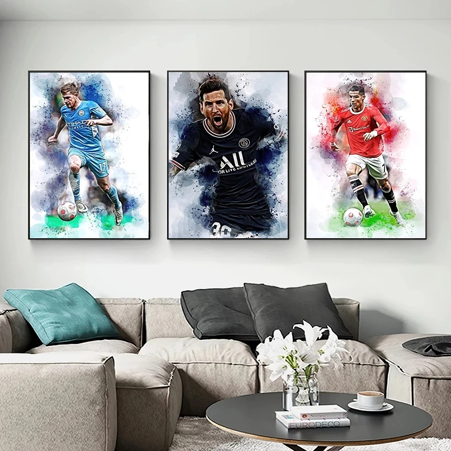 European Football Star Best Player Wall Art Prints Sport Posters Canvas ...