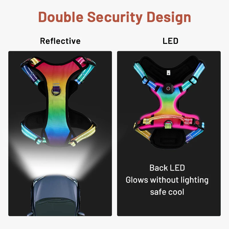 2025 New LED Light Dog Harness Vest - Custom Logo & Safety
