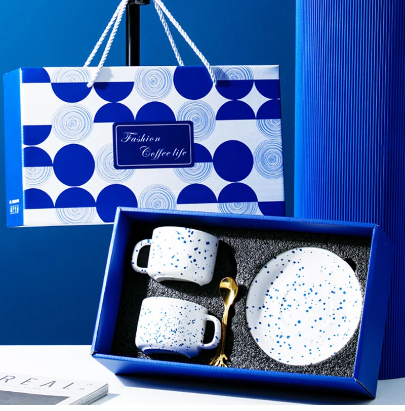 Wholesale Tea Gift Set Blue Tea Cup Set of 2 Coffee Cup and Saucer ...