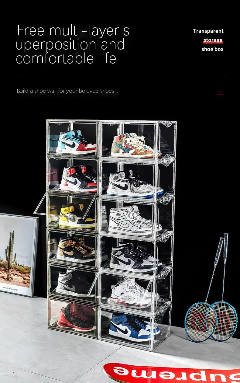 Clear Shoe Box Plastic Stackable,Shoe Storage Organizer With Magnetic ...