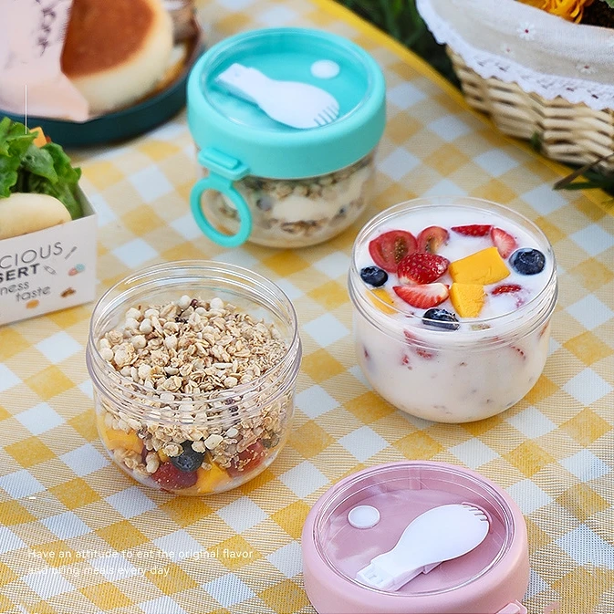 Transparent Breakfast Cup Portable Plastic Seal Soup Bottle Student Oat ...