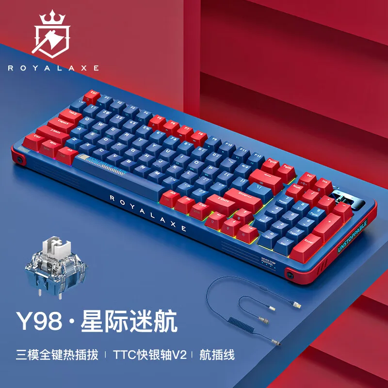Royalaxe Y98 Wireless Mechanical Keyboard Hot-swappable Wired Dual Mode ...