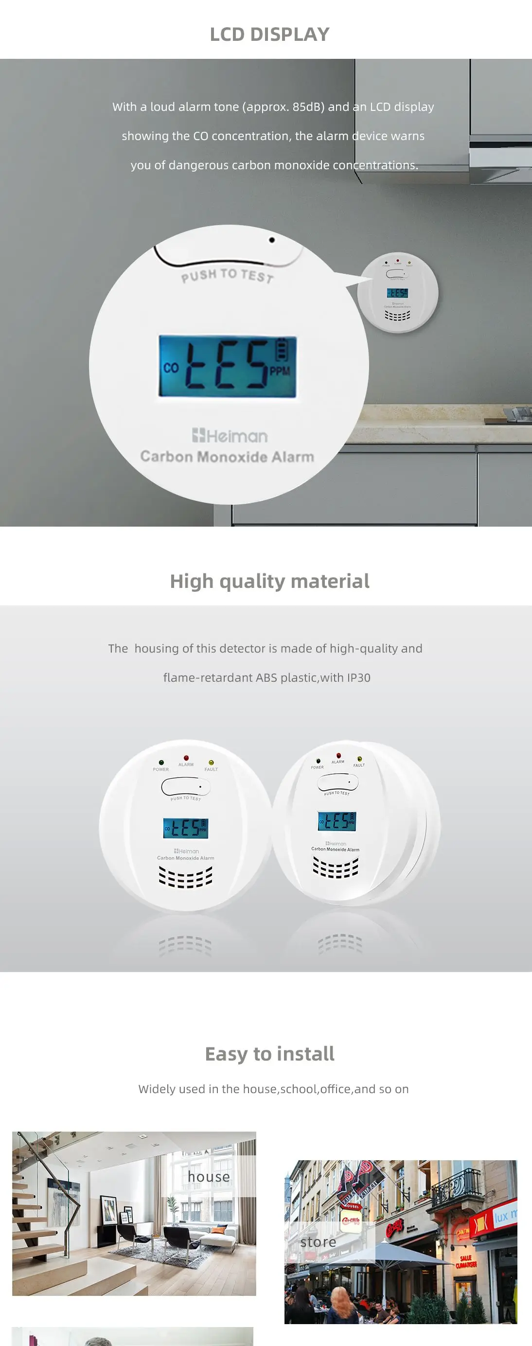 Conventional Co Detector Alarm Wireless Carbon Monoxide Detector 10 ...