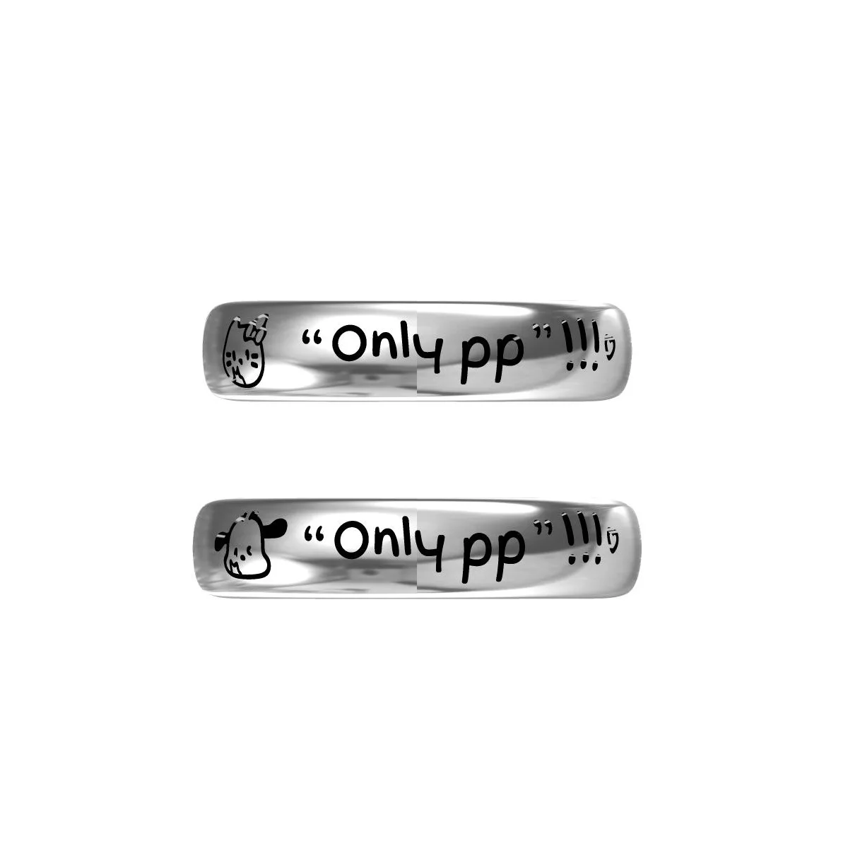 Cute Graffiti Letters Bestie Couple Rings For Women Girls Cartoon ...