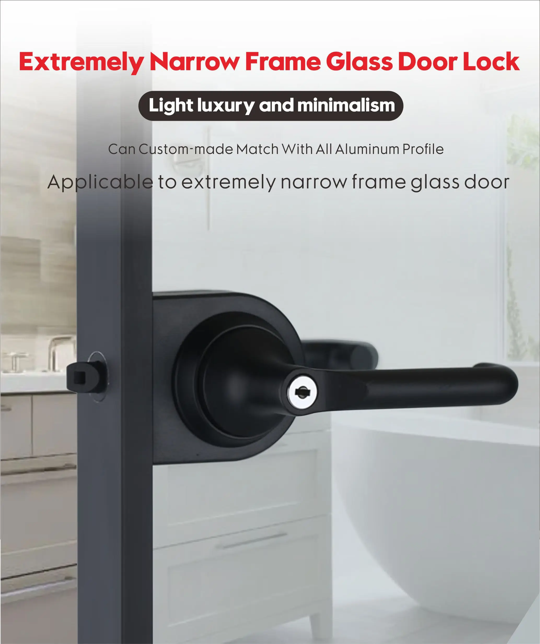 European Style Popular Slim Aluminum Profile Tempered Glass Door Handle ...