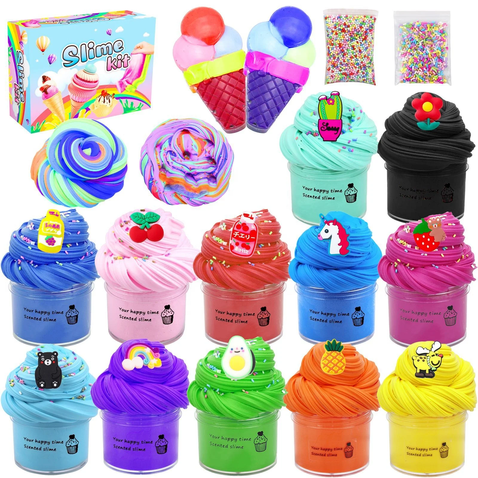 12 Color Diy Slime Butter Soft Stretchy And Non-sticky Cloud Slimes ...