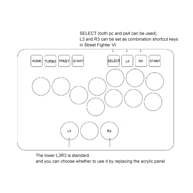 Custom Hitbox Arcade 14 Key Street Fighter 6 Controller
