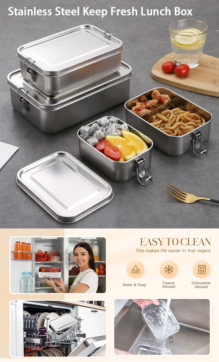 Stainless Steel Bento Boxes - Leakproof & Lockable