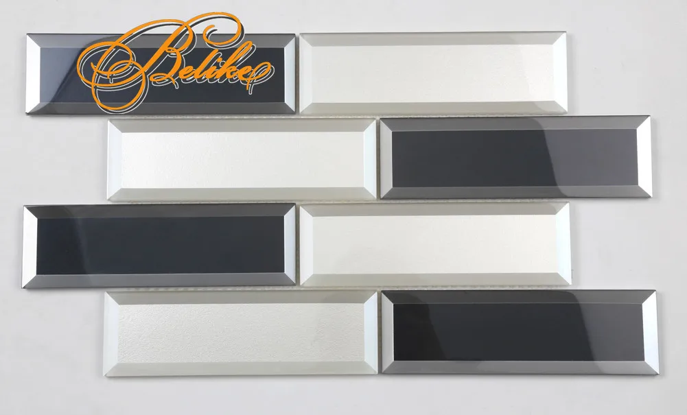 Elegant Modern Spiffy Inverted Beveled Glass Mosaic Subway Tile for ...