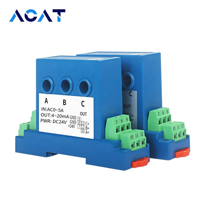 3 Phase Current Sensor Transmitter AC Input 5mA 50mA 100mA 5A 10A 20A 50A 100A Output 5V 10V 4 ...