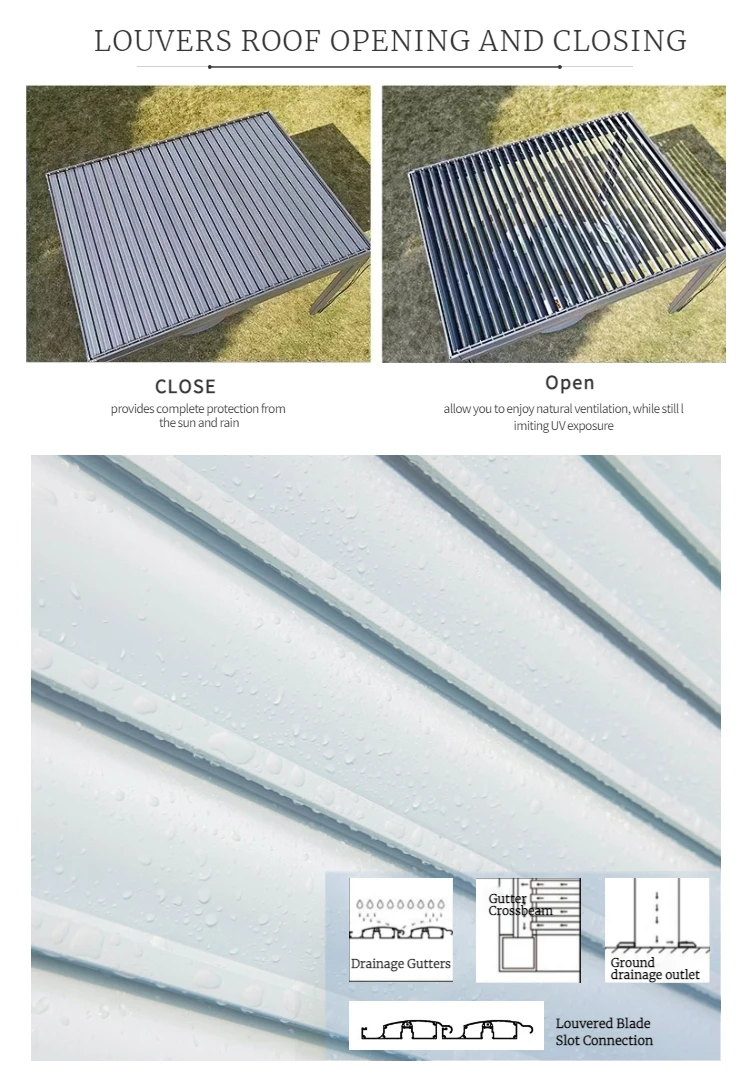 Small Patio Garden Louver With Retractable Sunshade Canopy 13ft Metal ...