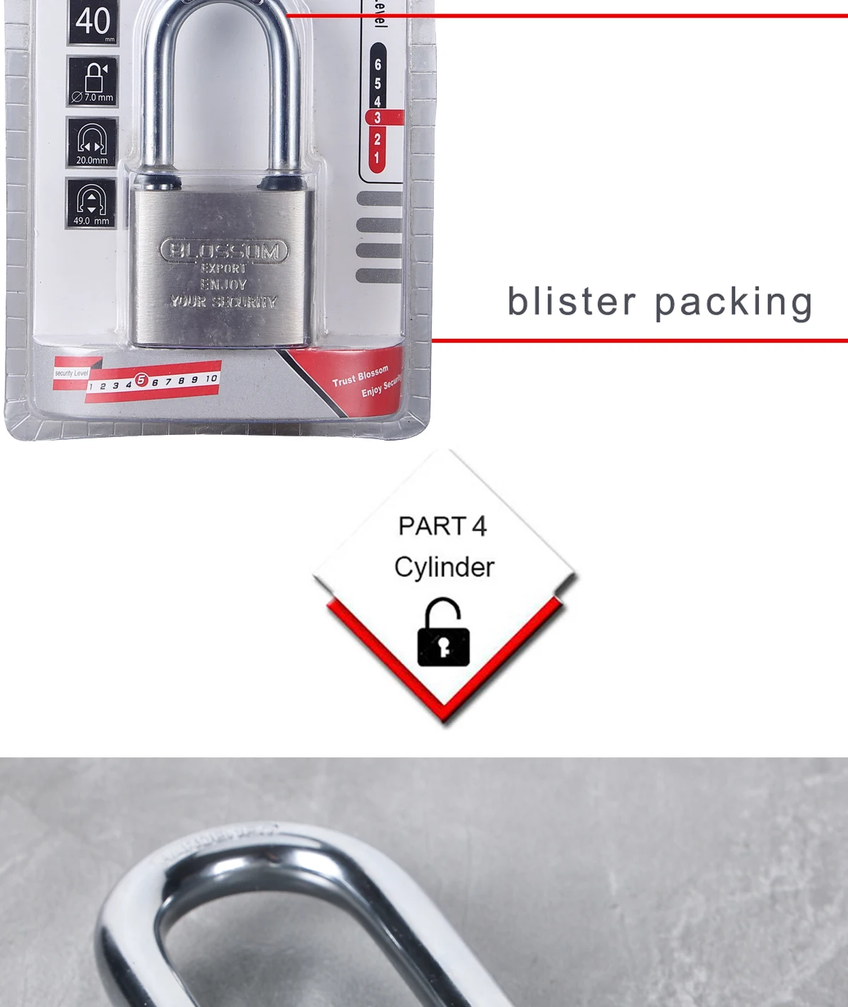 LS32L 40MM Blossom Lock Nickel Plating Master Key Pad Lock