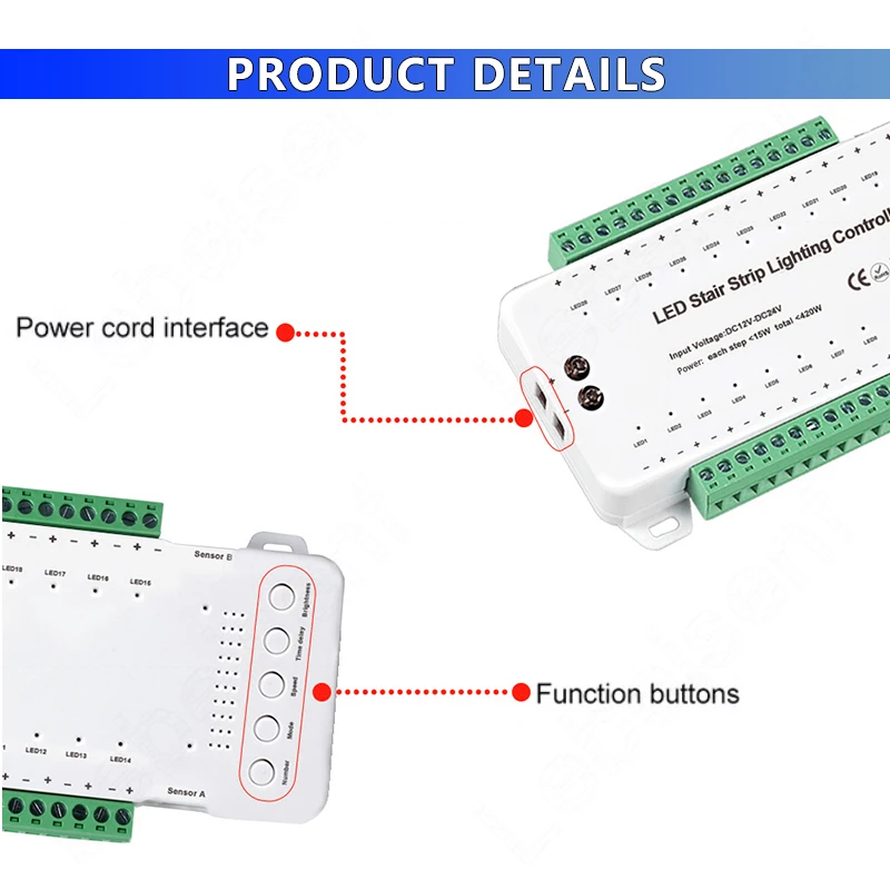 28 Steps Stair Lighting Controller With Pir Motion Sensor 28 Channels ...
