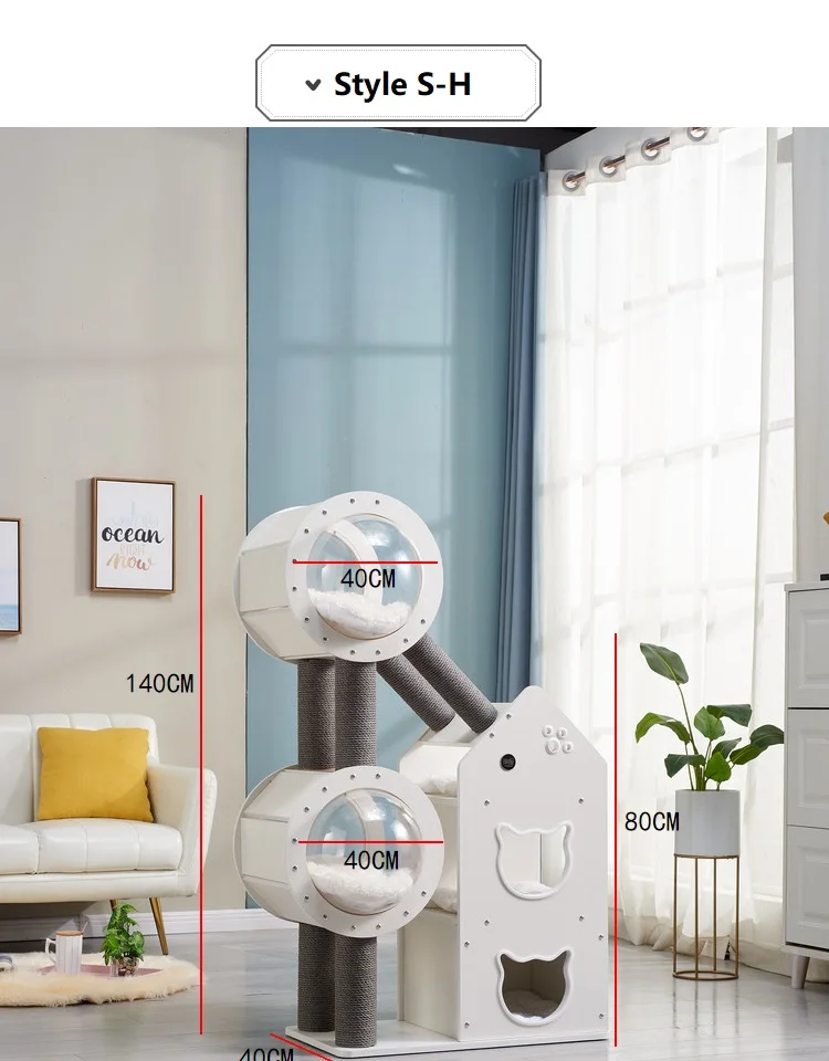 Cat Climbing Frame Solid Wood Space Capsule Cat Nest One Waterproof Cat ...