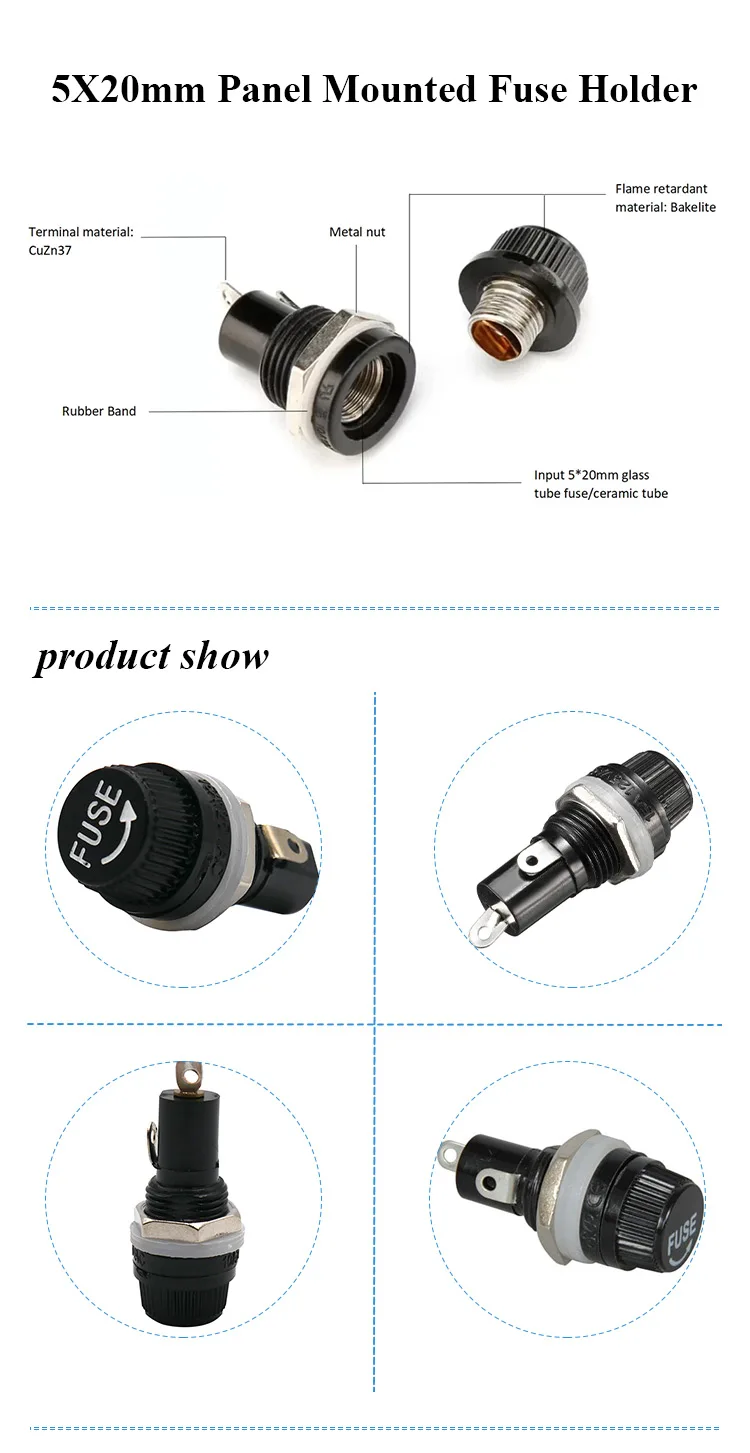 Buy Wholesale China Fuse Holder 30a Socket H3-12 Panel Mount Screw ...