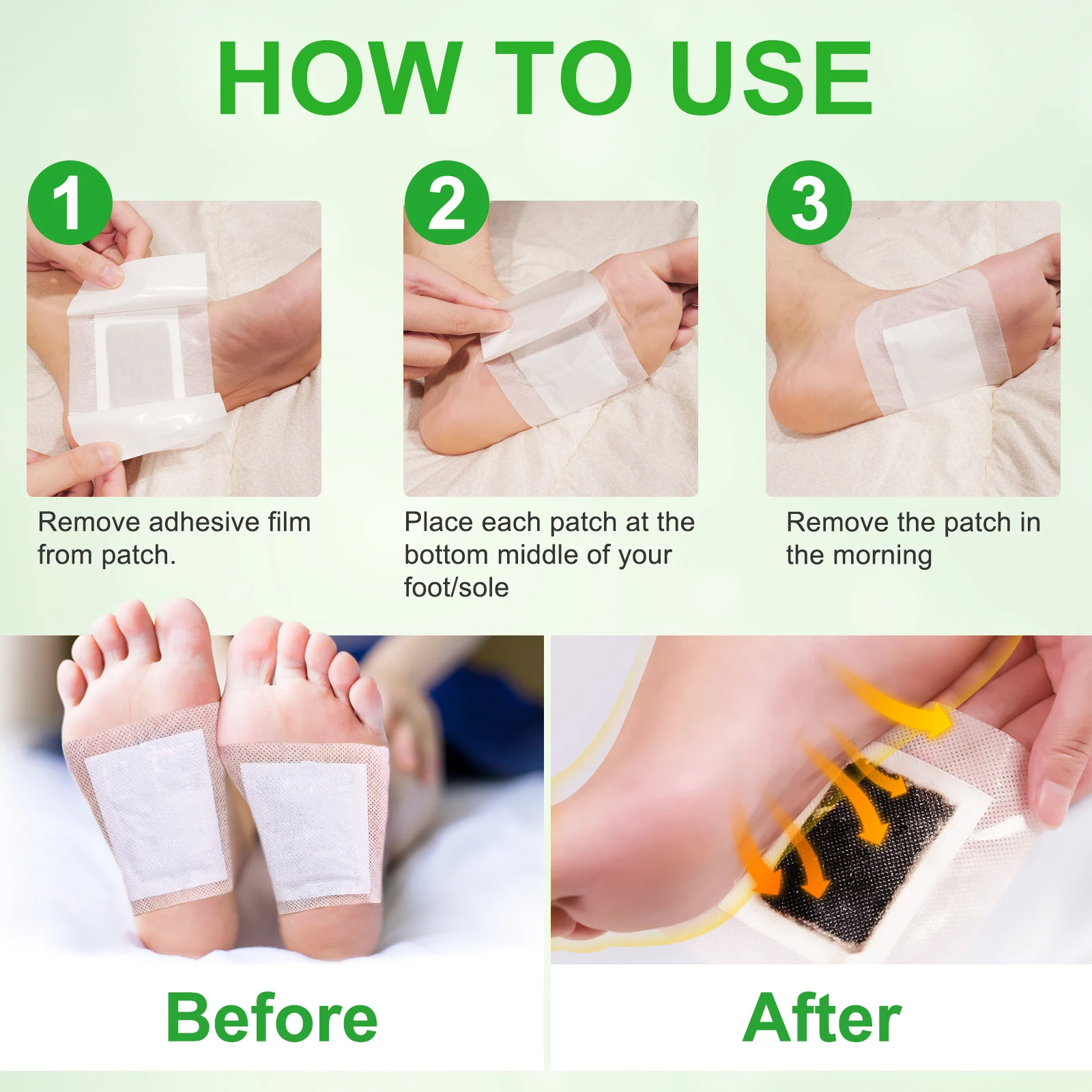SEFUDUN Foot Detox Pads - Herbal Bamboo Vinegar & Ginger Detox Patches ...
