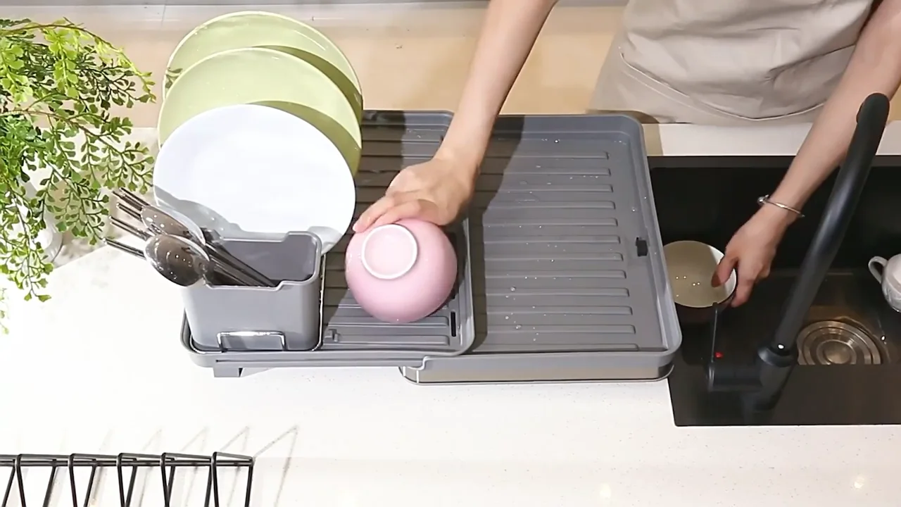 Bx Unique Drawer Design Drain Board Dish Rack With Utensil Holder Pp ...