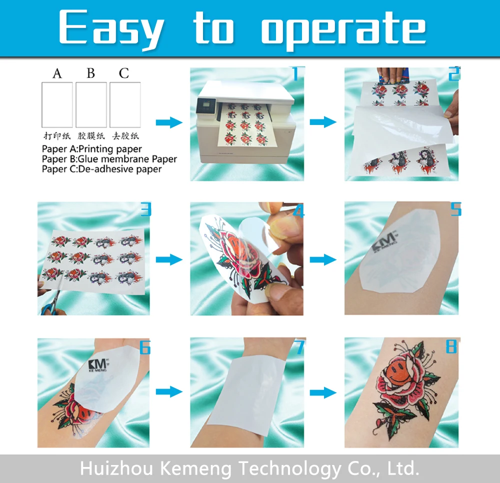 Laser Print A4 Waterproof And Sunscreen Water Transfer Tattoo Sticker ...