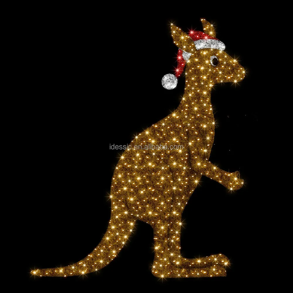 Outdoor 3d Illuminated Led Lighted Kangaroo Decoration Animal Sculpture ...