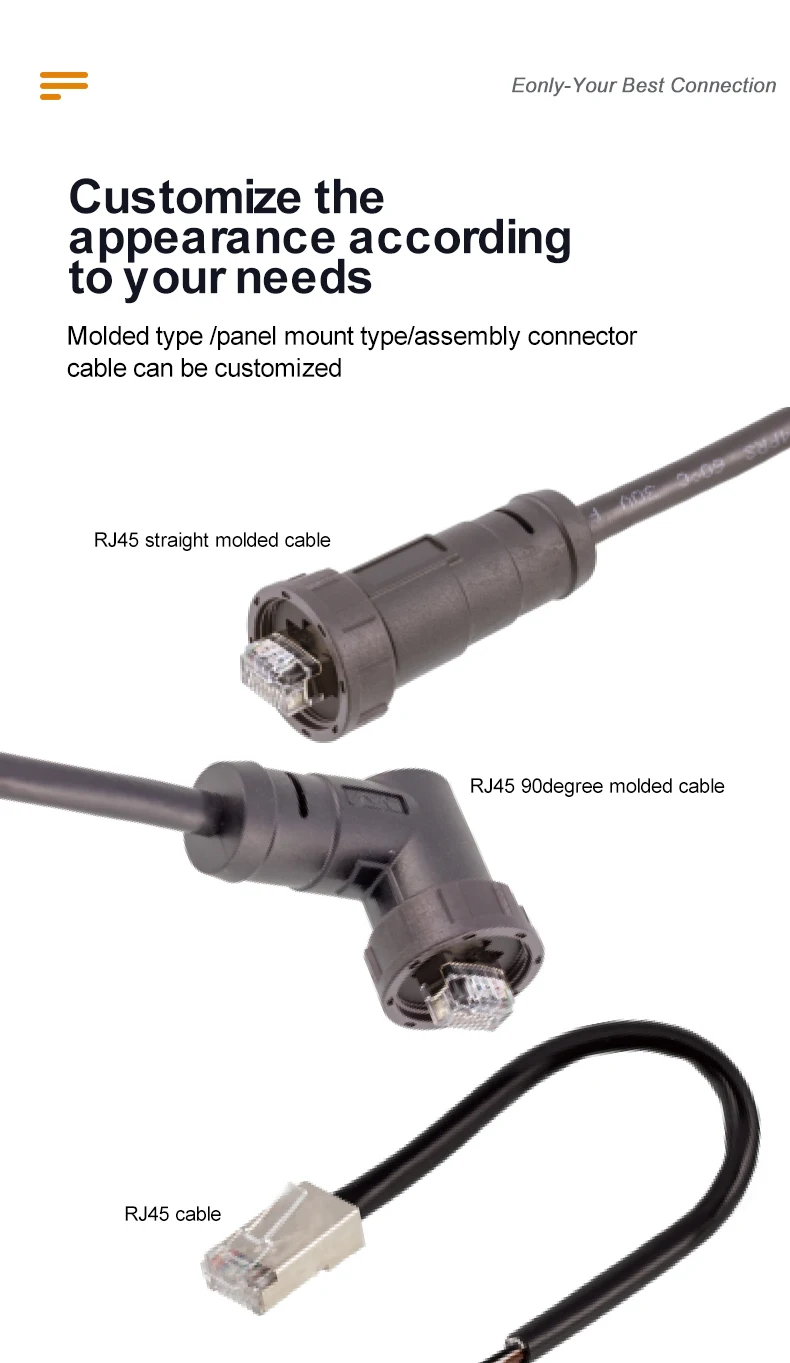 Straight Angle Rj45 Connector Wall Panel Mount Plug Female Waterproof ...