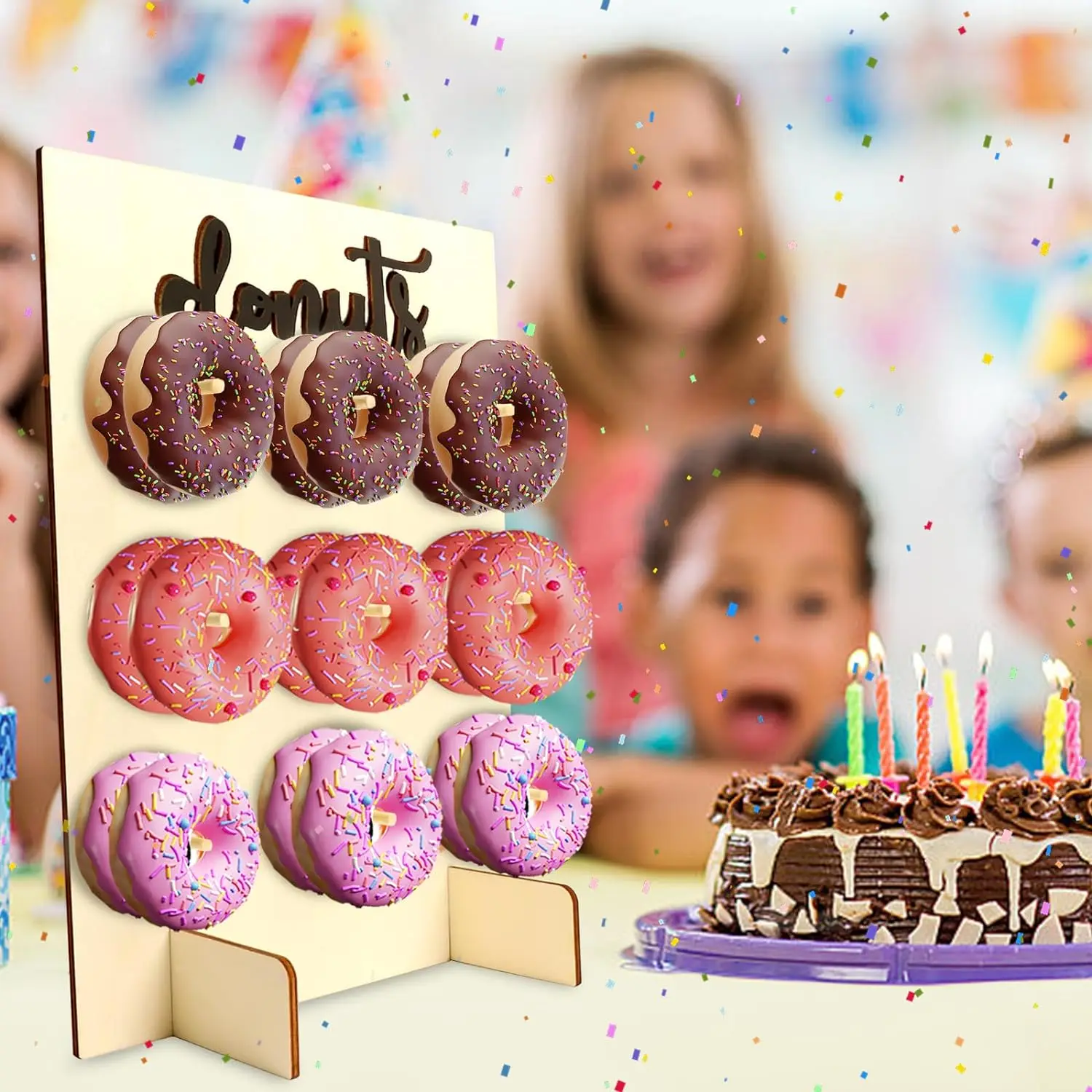 Wood Donut Wall Display Stand Donut Display Board Double-sided Doughnut ...