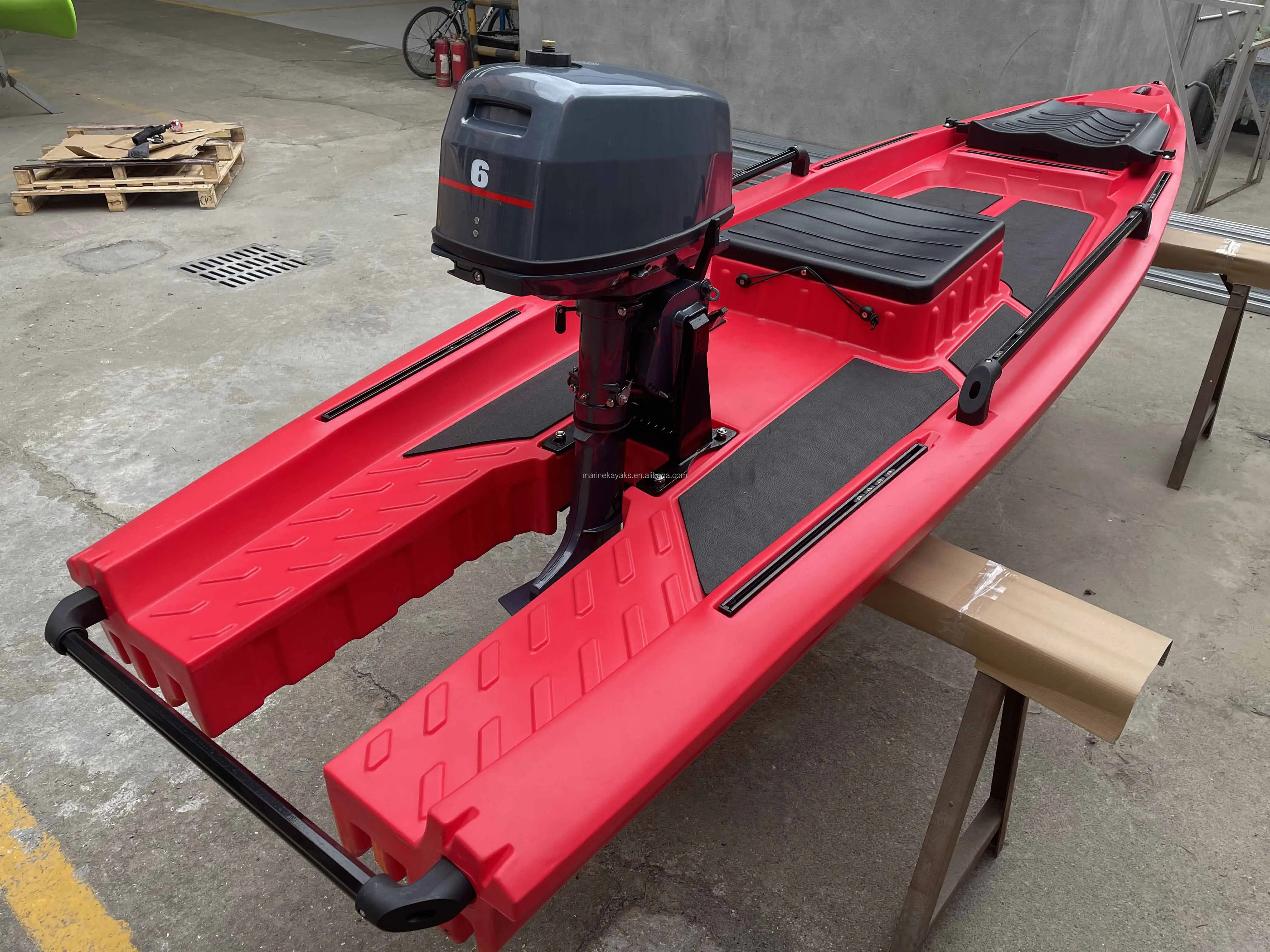 Rotomolded Outboard Engine Fishing Kayak - Single Seat Solo Skiff Boat ...