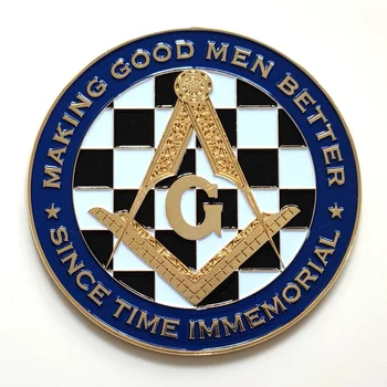 Masonic Checkerboard Pavement G Logo Black White Square 3" Gold Masonic ...