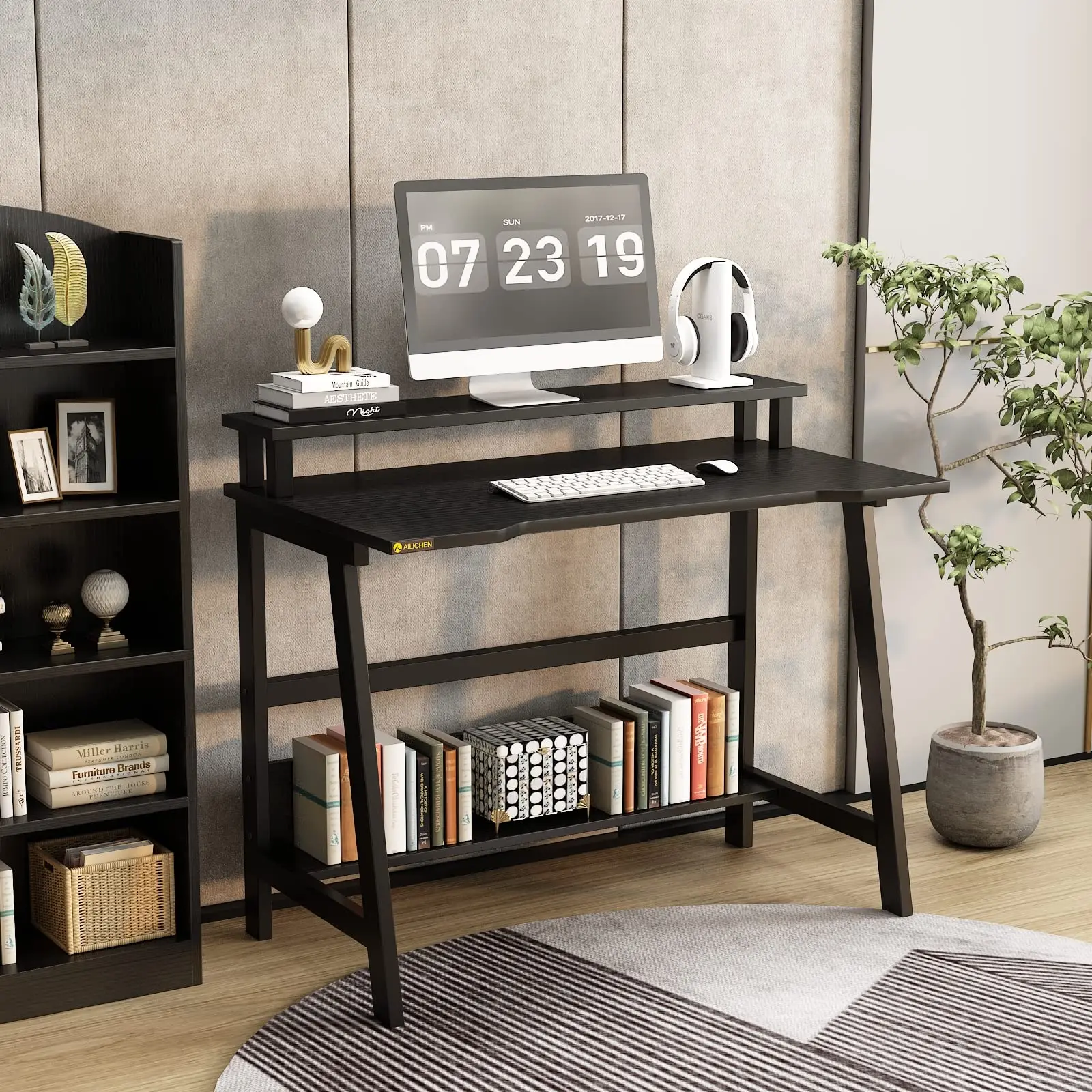 Modern Design Home Office Desk For Small Spaces With Storage Shelf ...