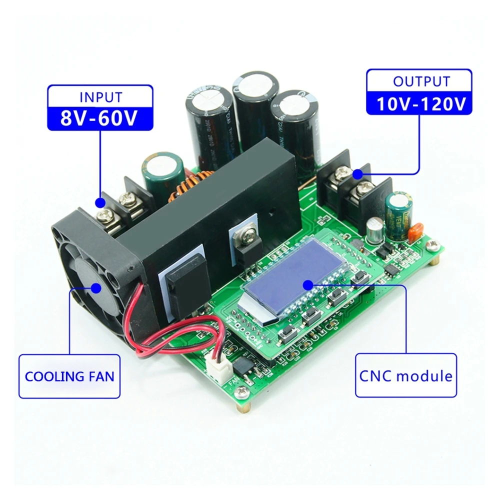 Step Up Converter Booster 900W 15A DC-DC Boost Power Flyback Converter ...