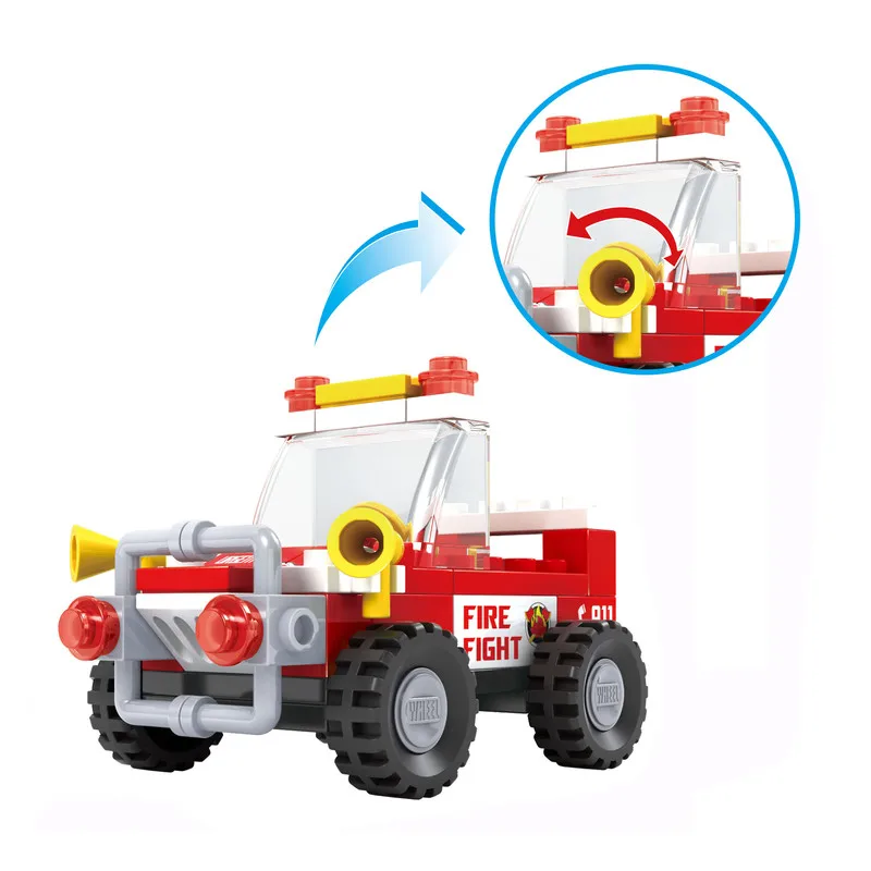 Construct Fire Rescue Brigade Jeep Craft Building Block Kit Creative ...