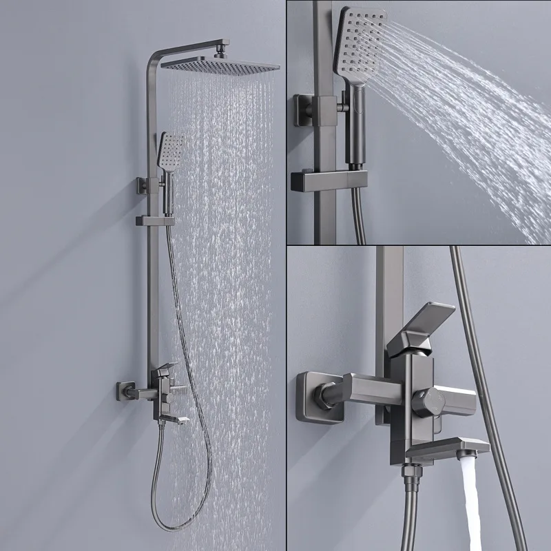 2023 New Style Wall Mounted Shower Shower Set Bathroom Gun Ash Rain ...