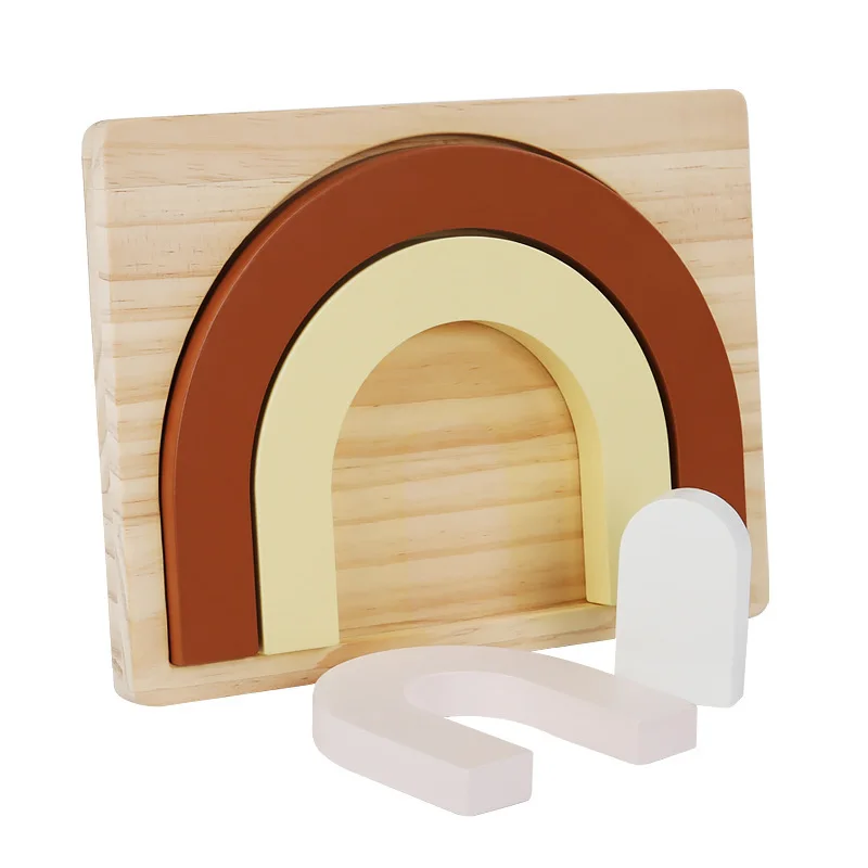 Pink Color Wood Block Puzzle Educational Toys Ins Nordic Children's ...