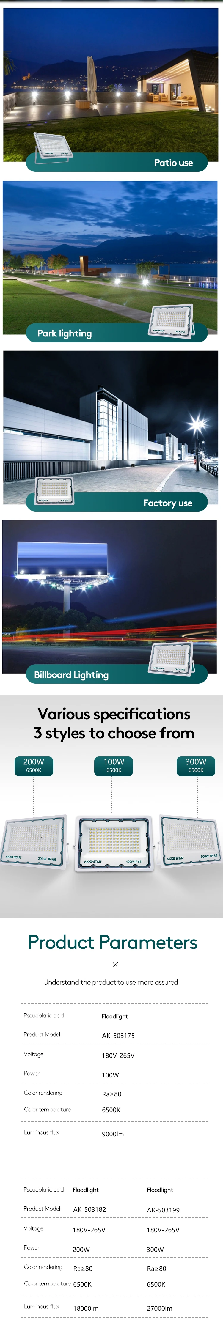 AKKO STAR Led Floodlight 200w 6500k - 30000 Hours Lifespan