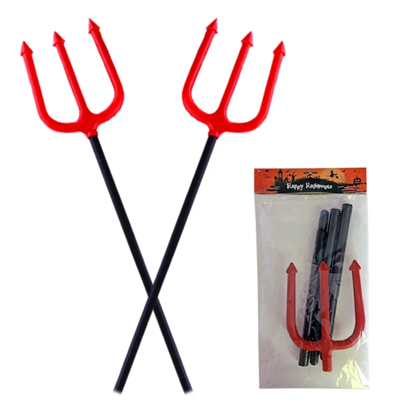 Halloween Ghost Festival Plastic Red Trident Axe Prop Weapon Equipment ...