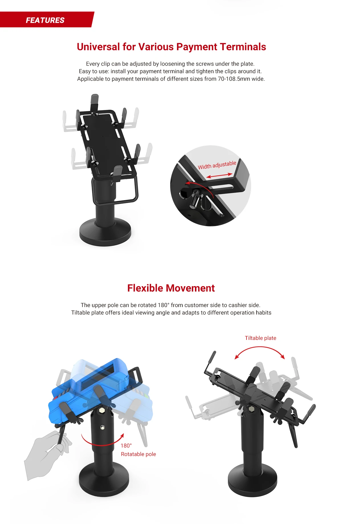 Universal Rotating Pole Mount Terminal Display Stand Pos Credit Card ...