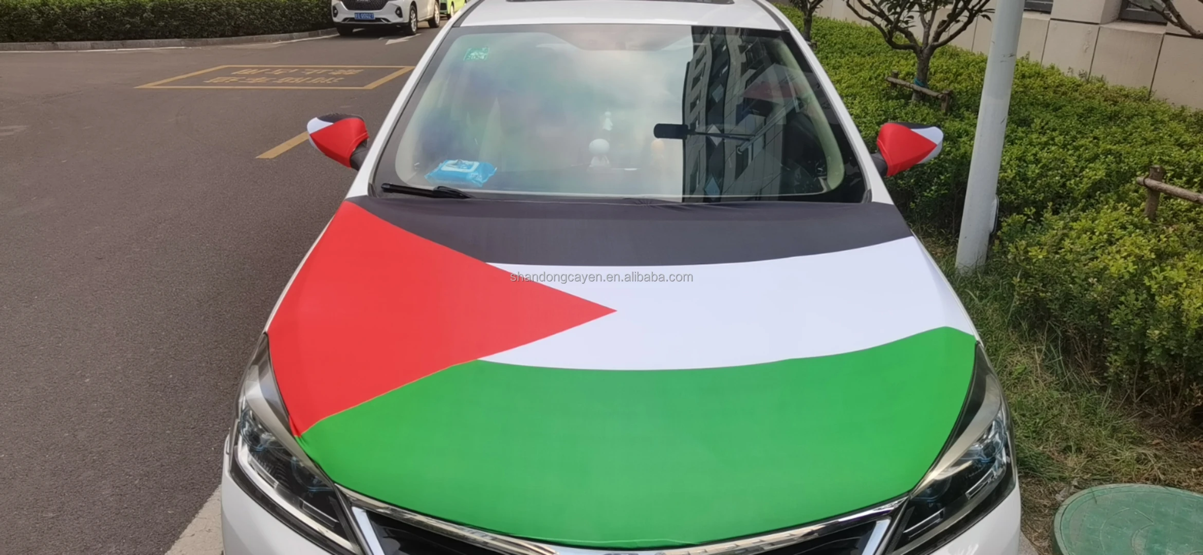 Custom Spandex Palestine Car Hood Cover Flag - Cheap Promotional