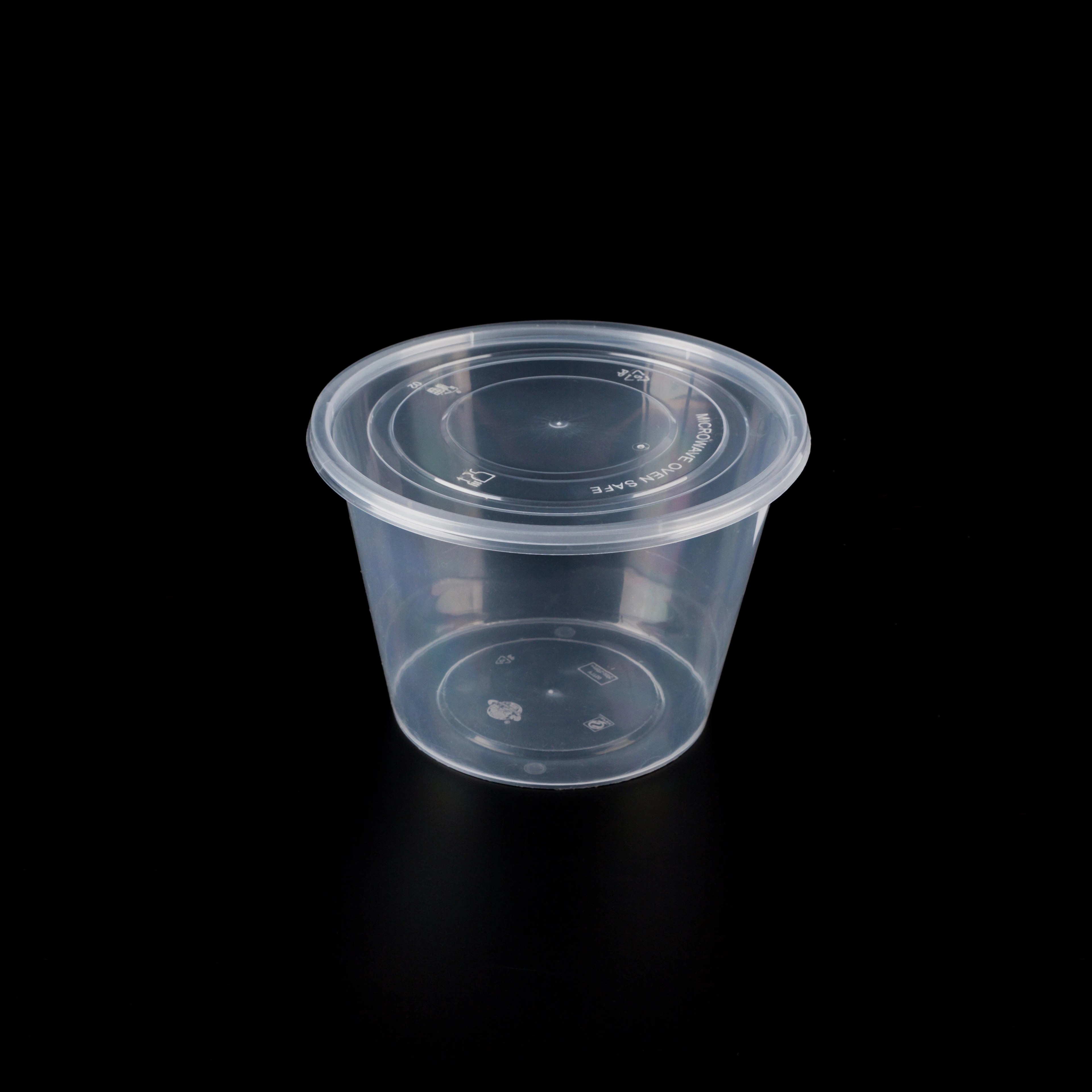 1750ml Clear round microwavable plastic food container with lids ...