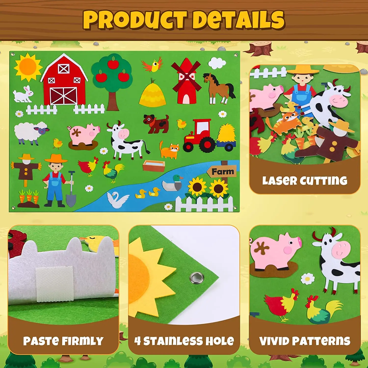Farm Animals Felt Story Board Set Farmhouse Livestock Flannel Board ...