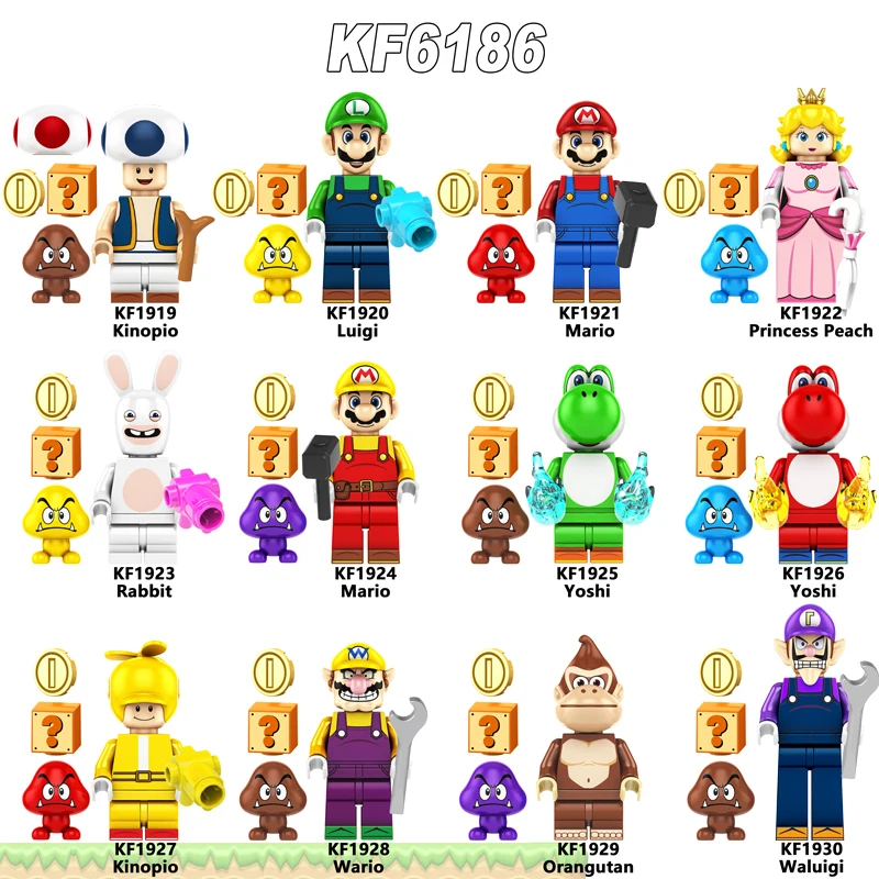 Kf6186a Moc Mario Jump Box Motorcycle Kart Luigi Yoshi Kinopio Princess ...