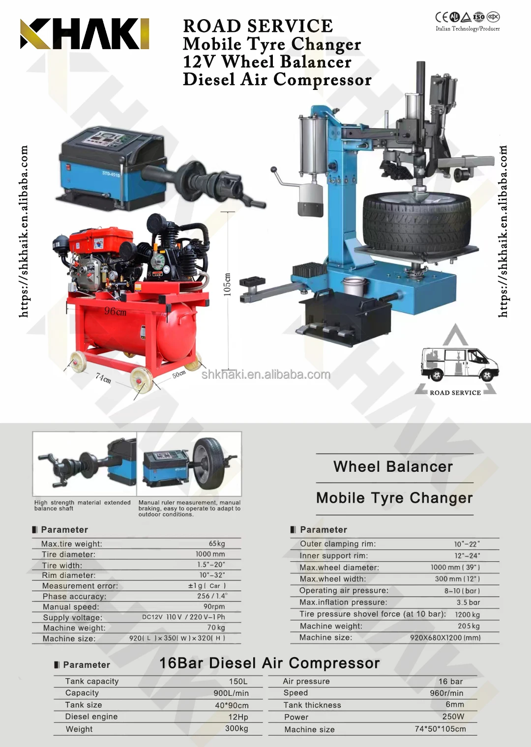 Pneumatic Tire Changer And 12v Wheel Balancer Machine For Road Service ...