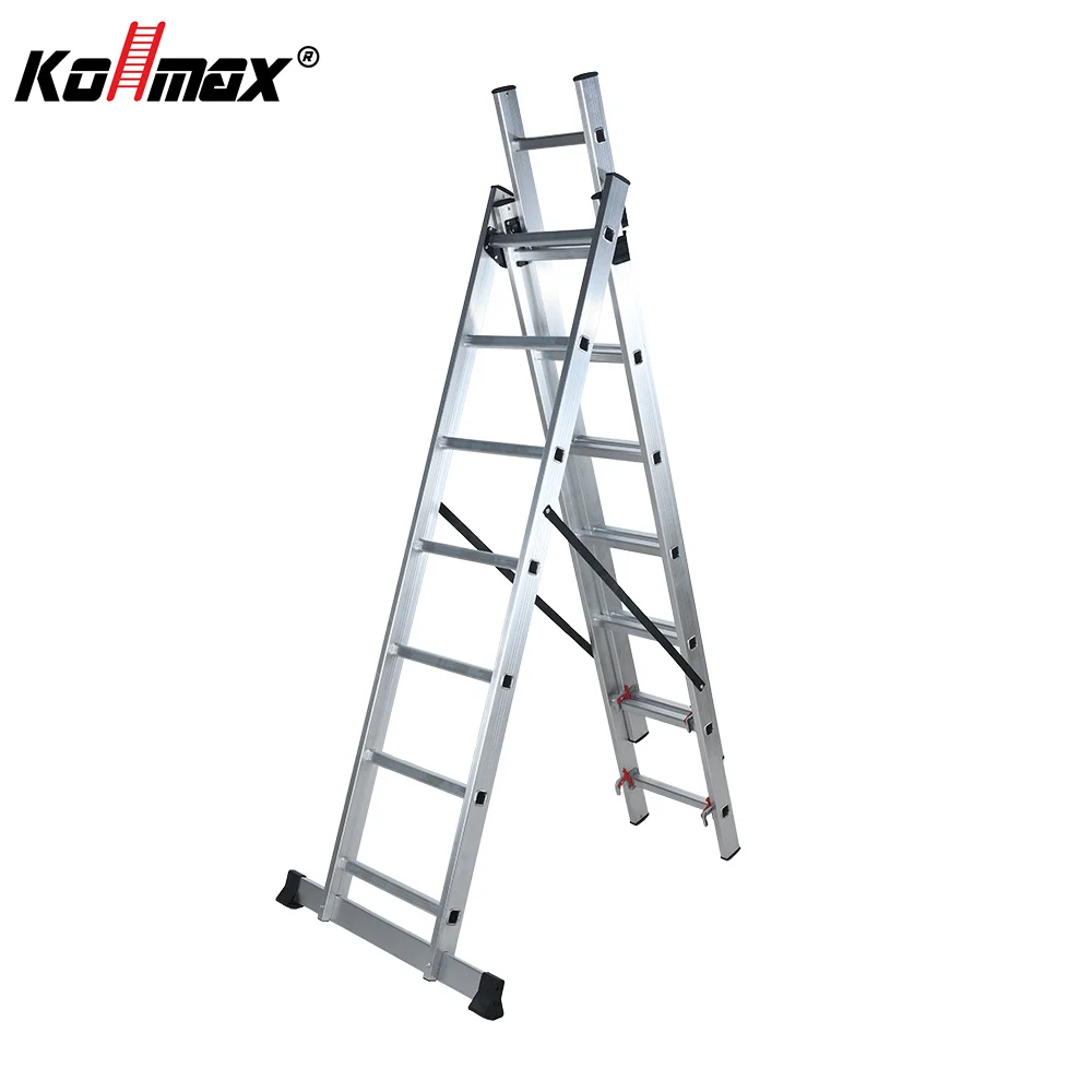 21 Feet A-Frame Stepladder Aluminum Folding Ladder 3 Section Triple 10M ...