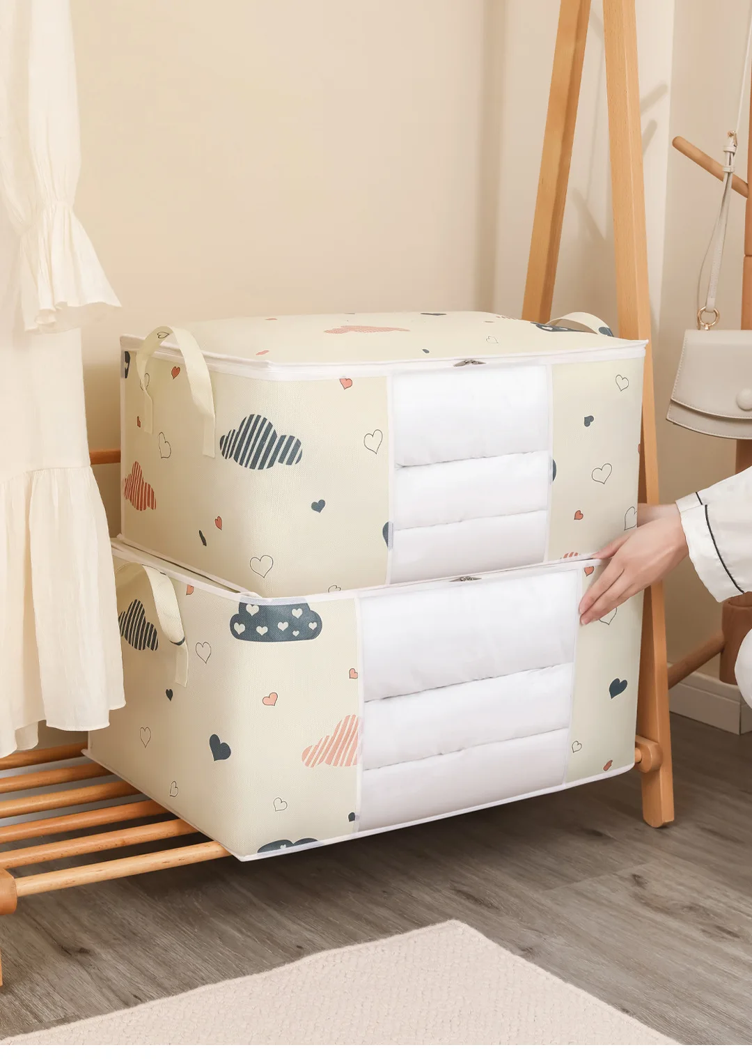 Foldable Closet Organizers Storage 50l Large Storage Bags Clothes ...