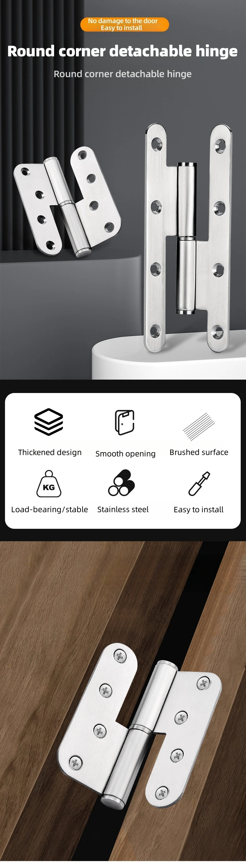 Stainless Steel L Type Door Hinge Lift off Detachable Slip Door Hinge ...