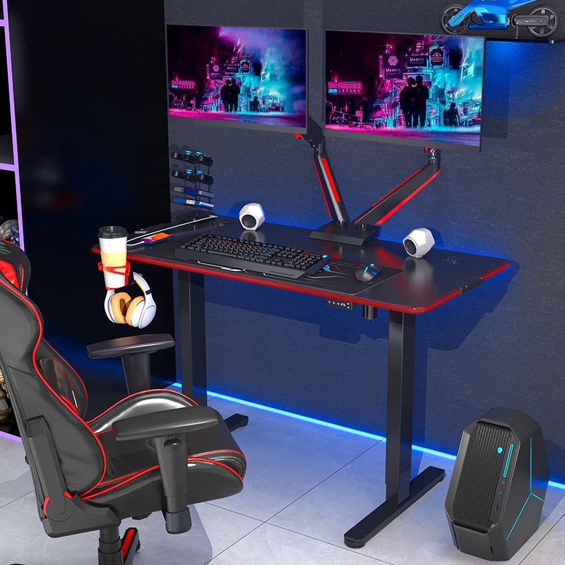 Ergonomic Height Adjustable Standing Gaming Desk With Rgb Led Lighting ...