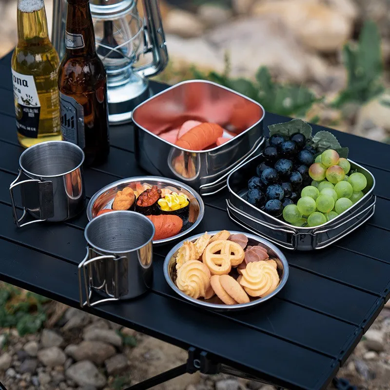 Stainless Steel Cookware Set Outdoor Camping Pot Set Hiking Backpacking ...