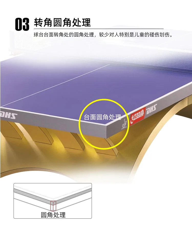 DHS Double Happiness TCH Gold LED Table Tennis Table