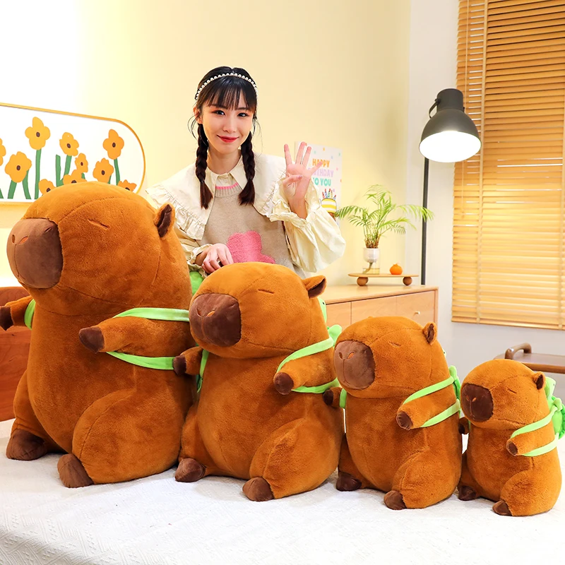 Green Backpack Capybara Doll Kapibala - Cute Stuffed Toy