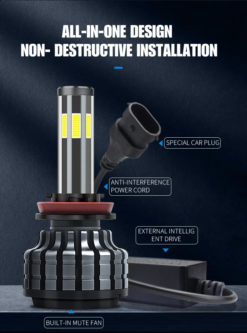 High Quality 6sides H7 Led Bulb 120w 360 Degree Super Bright Car Headlights H4 H11 Hb3 9005 Auto ...